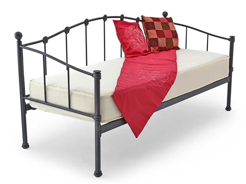 2ft6 Small Double Sleep To Go Paris Daybed Bedstead in Textured Black