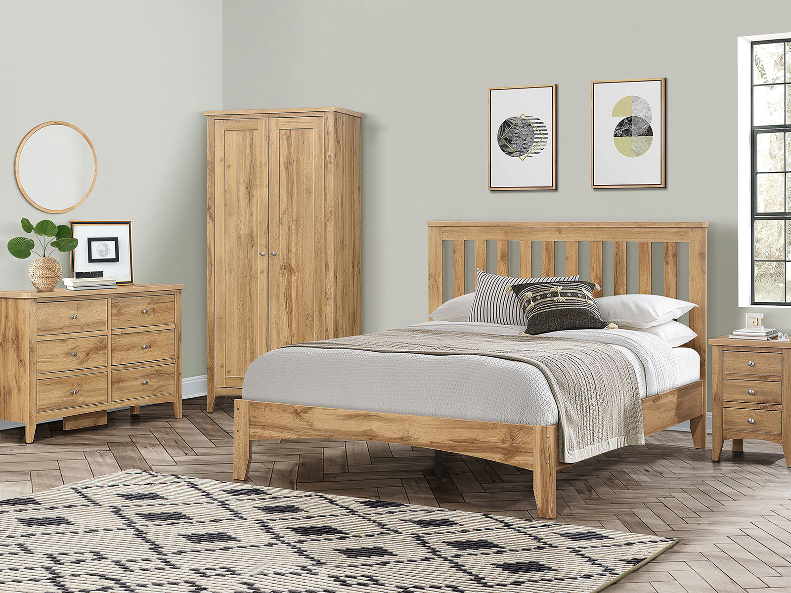4ft Small Double Birlea Hampstead Bedstead in Oak