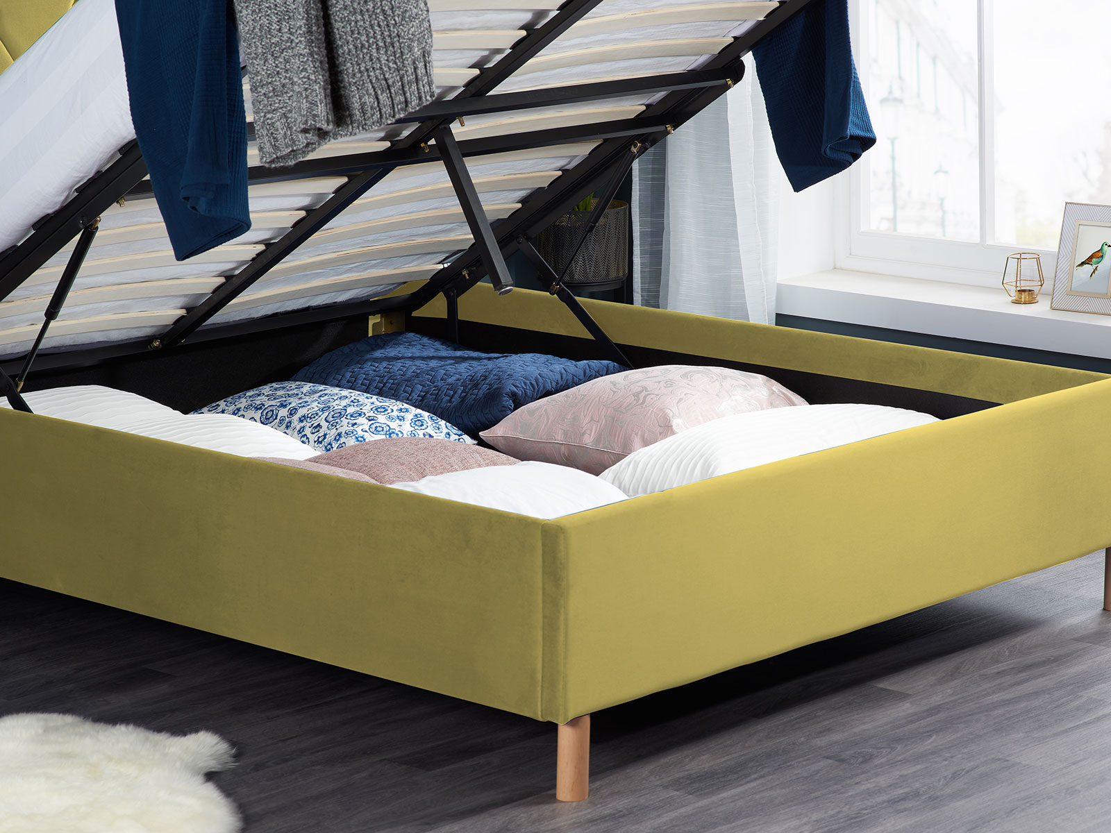 5ft King Size Birlea Loxley Ottoman Bedstead in Mustard