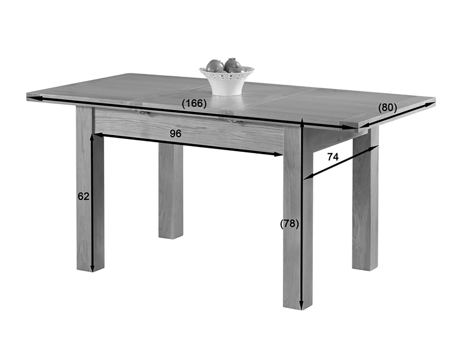 Furniture Mill Granada 120/166 Extending Dining Table