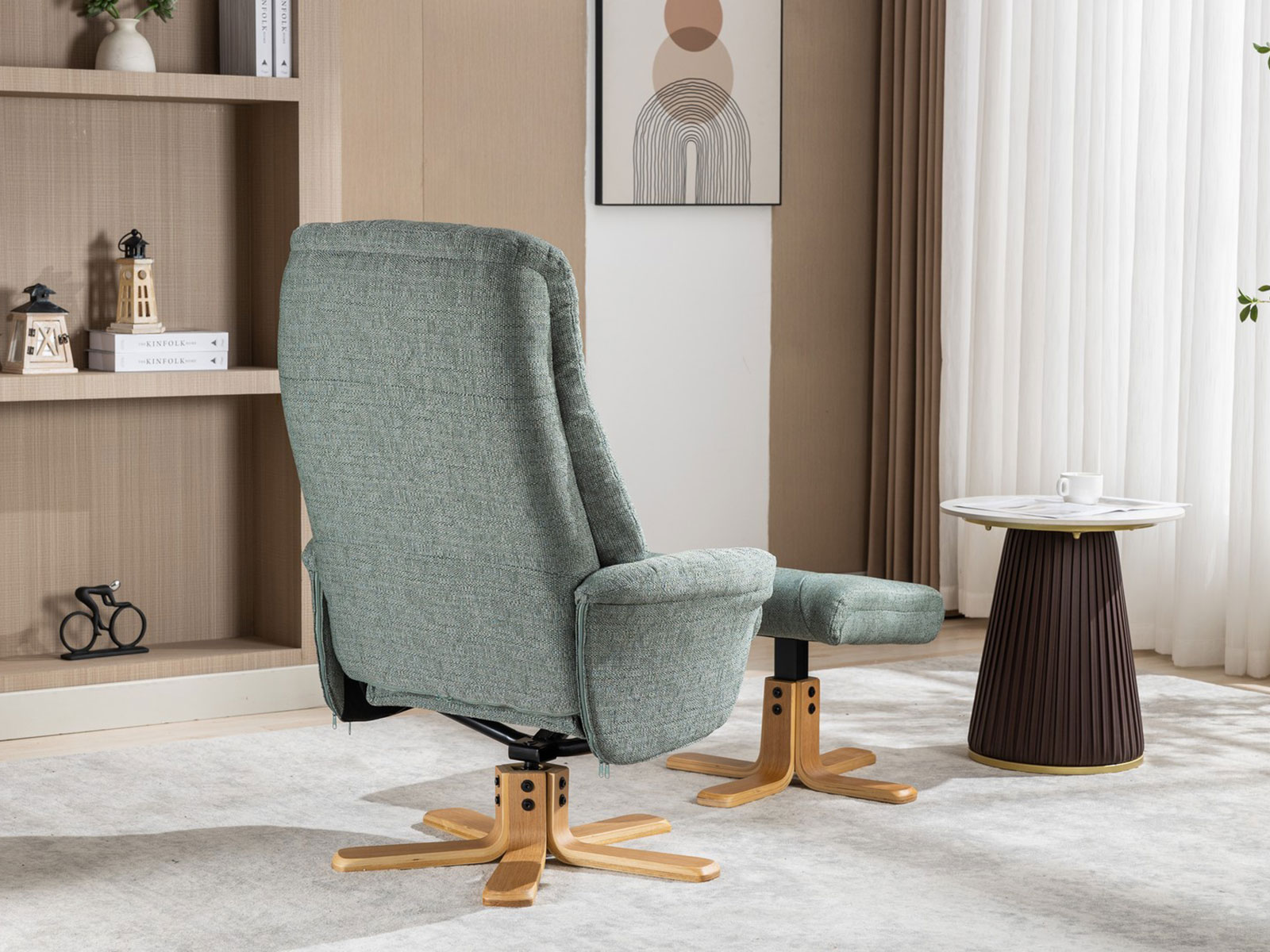 GFA Dubai Swivel Chair & Footstool in Lisbon Teal Fabric
