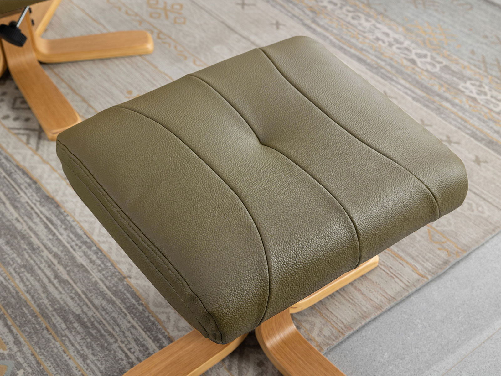 GFA Dubai Swivel Chair & Footstool in Olive Green Plush