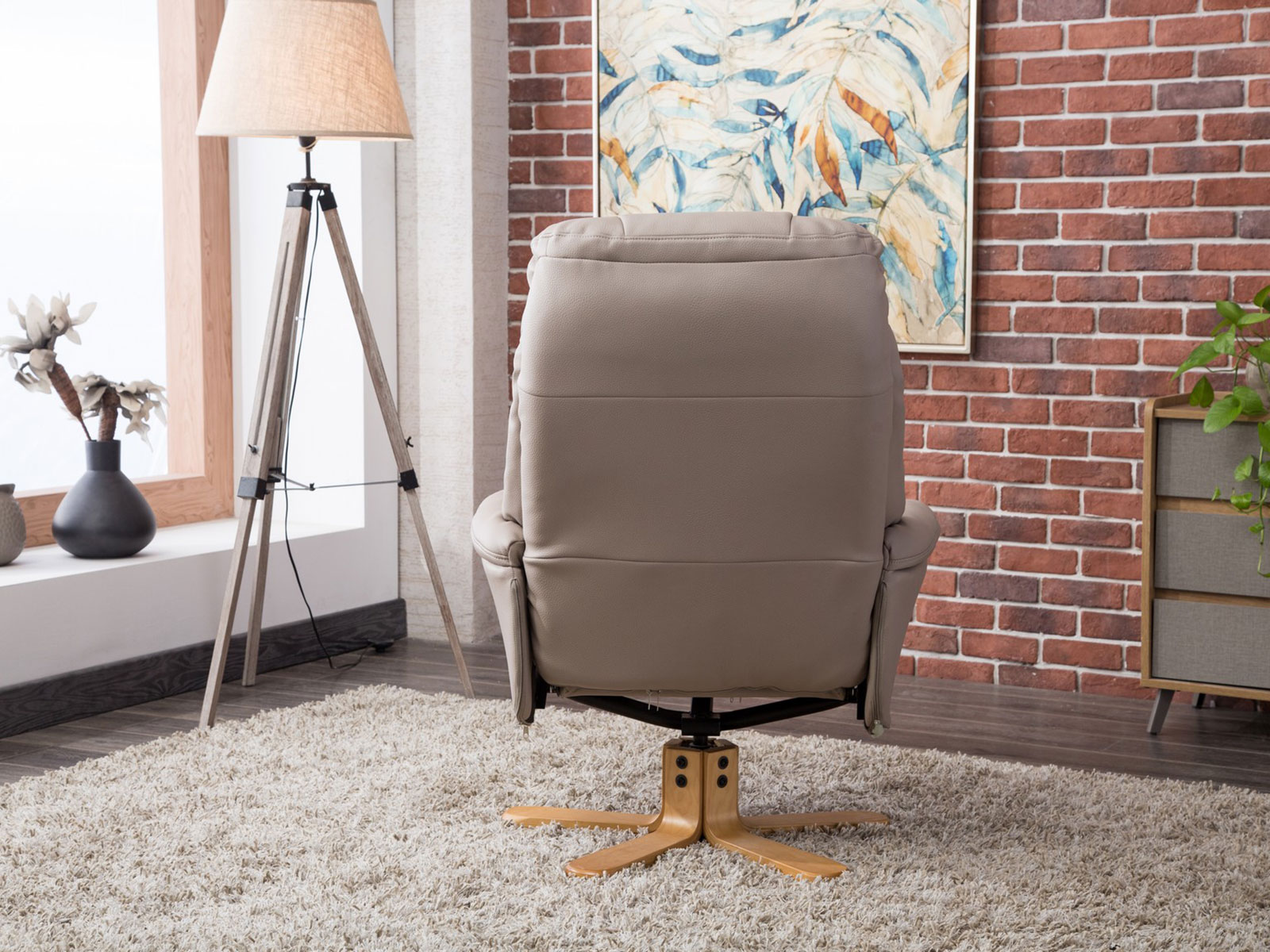 GFA Dubai Swivel Chair & Footstool in Pebble Plush