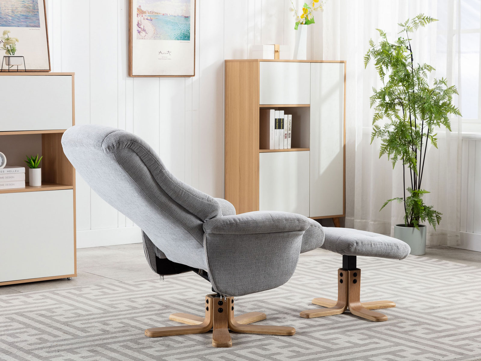 GFA Hawaii Swivel Recliner & Footstool in Lille Cloud Fabric
