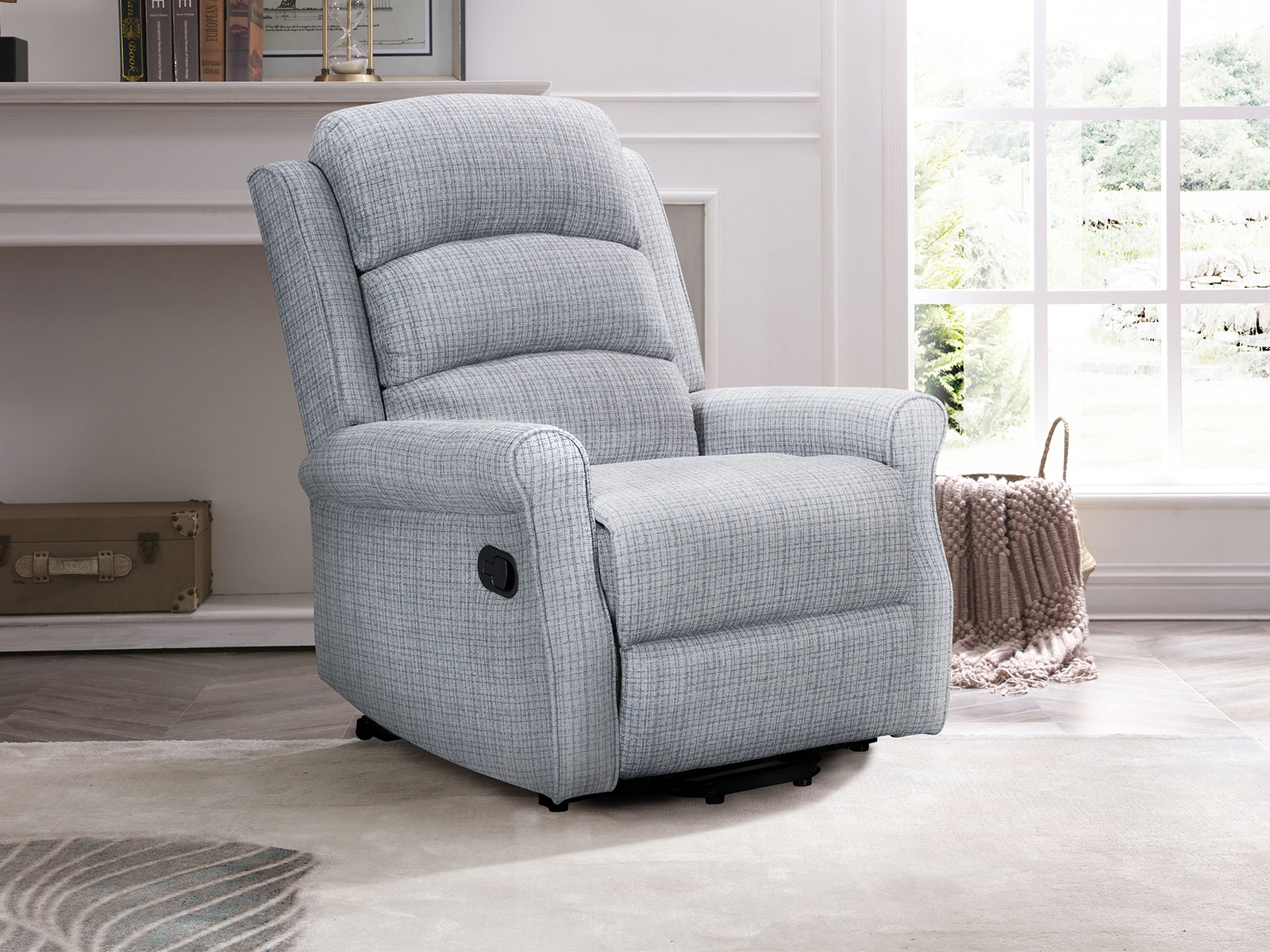 Kyoto Baxter Recliner Chair Twin Motor in Grey Weave